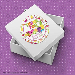 Tutti Fruitti Birthday Party Thank You Sticker Labels, 40 2" Party Circle Stickers by AmandaCreation, Great for Party Favors, Envelope Seals & Goodie Bags