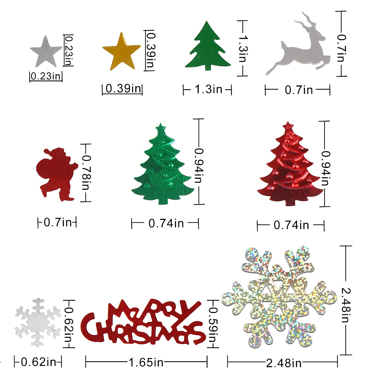 FOIMAS 7200pcs Christmas Confetti,Snowflake Santa Claus Metallic Foil Sequins Glitter Table Scatters for Party Decoration