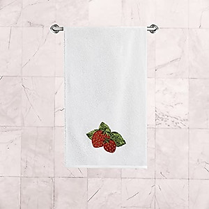 White Hand Towels Set of 2 Face Towels Brightly Colored Watercolor Strawberries Comfortable 100%Cotton Premium Quality Soft and Absorbent Bath Towel for Home Hotel Bathroom 15 x 30 Inch