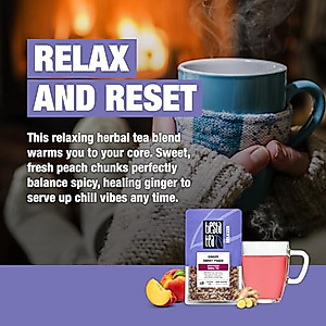 Tiesta Tea - Ginger Sweet Peach | Spicy Peach Herbal Tea | Premium Loose Leaf Tea Blend | Non Caffeinated Herbal Tea | Make Hot or Iced Tea & Brews Up to 25 Cups - 2.2 Ounce Resealable Pouch