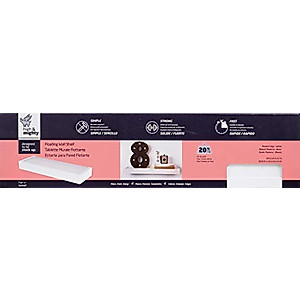 HIGH & MIGHTY 515607 Modern 24" Floating Shelf Holds up to 20lbs, Easy Tool-Free Dry Wall Installation, Flat, Retail Packaging, White