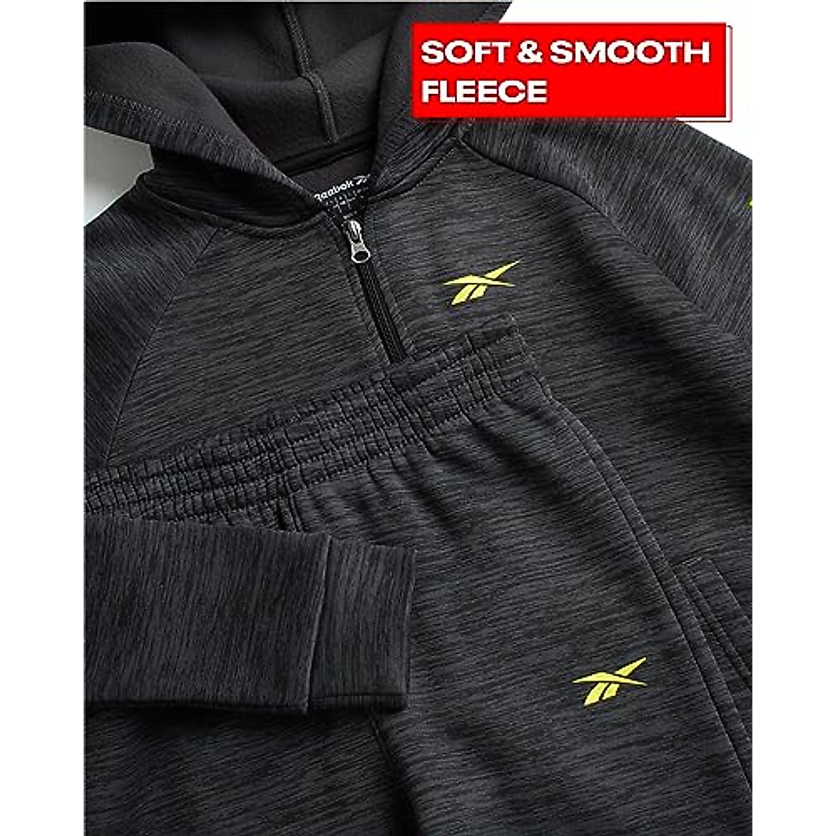 Reebok Boys' Sweatsuit - Active Fleece Zip Hoodie Sweatshirt and Jogger Sweatpants (2T-12), Size 10, Black Straided