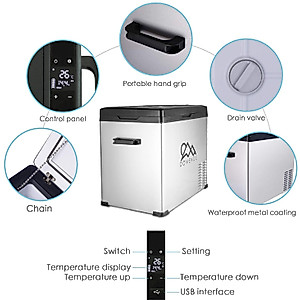 Domende 12 volt Refrigerator 54qt Portable Freezer Electric Cooler Compressor Car Fridge for Car Truck Vehicle RV Boat Outdoor and Home use 12/24V DC and 90-250 AC,Cooling to -4F