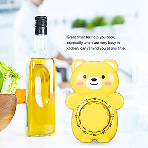 Cute Kitchen Timer, Mechanical Cooking Timer Cartoon Bear Shape Kitchen Manual Alarm Counters, Cook Timer, Kitchen Timer(Yellow)