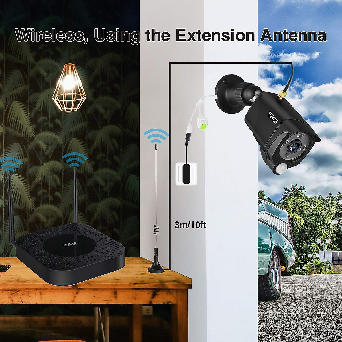 Tonton [Add -on IP Camera] 1080P Full HD 2MP Wireless IP Network Camera,Metal Housing,Waterproof Outdoor Indoor Security Camera with PIR Sensor,2 Way Audio, Only Suitable 8/10CH NVR (Black)