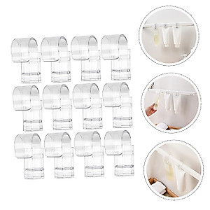 VOSAREA 12pcs Hook Clip Toothpaste Clip Coat Hangers Facial Face Wash Clear Shower Suction Hooks Mirror Holder Clips Bathroom Clear Hanging Clips Multipurpose Storage Hanging Clip