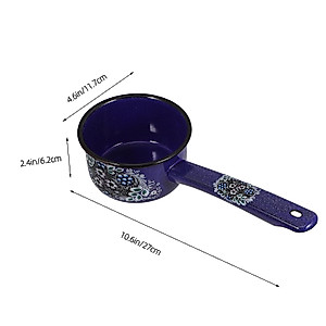 Cabilock Enamel Milk Pan, Mini Butter Warmer Pot Enameled Saucepan Small Enamelware Pot with Handle for Heating Milk Melting Butter Boiling Water Blue