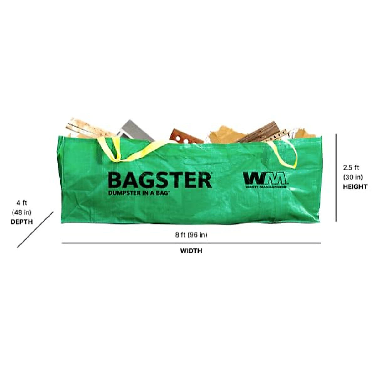 BAGSTER 3CUYD Dumpster in a Bag holds up to 3,300 lb, Green