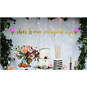 Aihesui Glitter Banner Shes Been Scooped Up Gold Party Banner Holiday Decorations Hanging Garland Perfect for Wedding Birthday Supplies