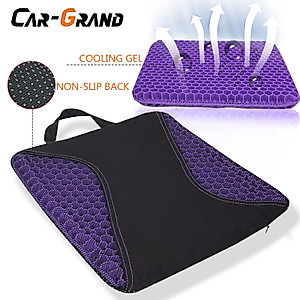 CAR-GRAND Gel Seat Cushion for Long Sitting Soft and Breathable, Honeycomb Gel Cushion for Car Or Wheelchair Reduce Sweat Gel Chair Cushion for Hip Pain Gel Seat Cushion for Office Chair (Purple)