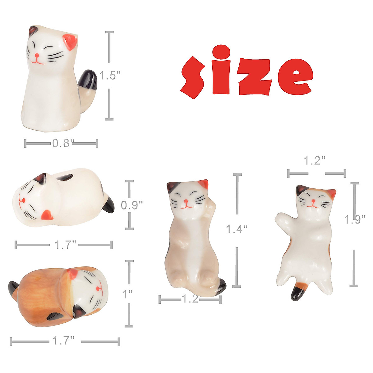 Chopsticks and Chopstick Holder, Cat Chopstick Holder | Japanese Style Chopsticks | Lucky Cat Chopsticks Rest Holder 5 Cats | Lucky Cat Chopsticks, Japanese Chopstick with Lucky Cat Rest