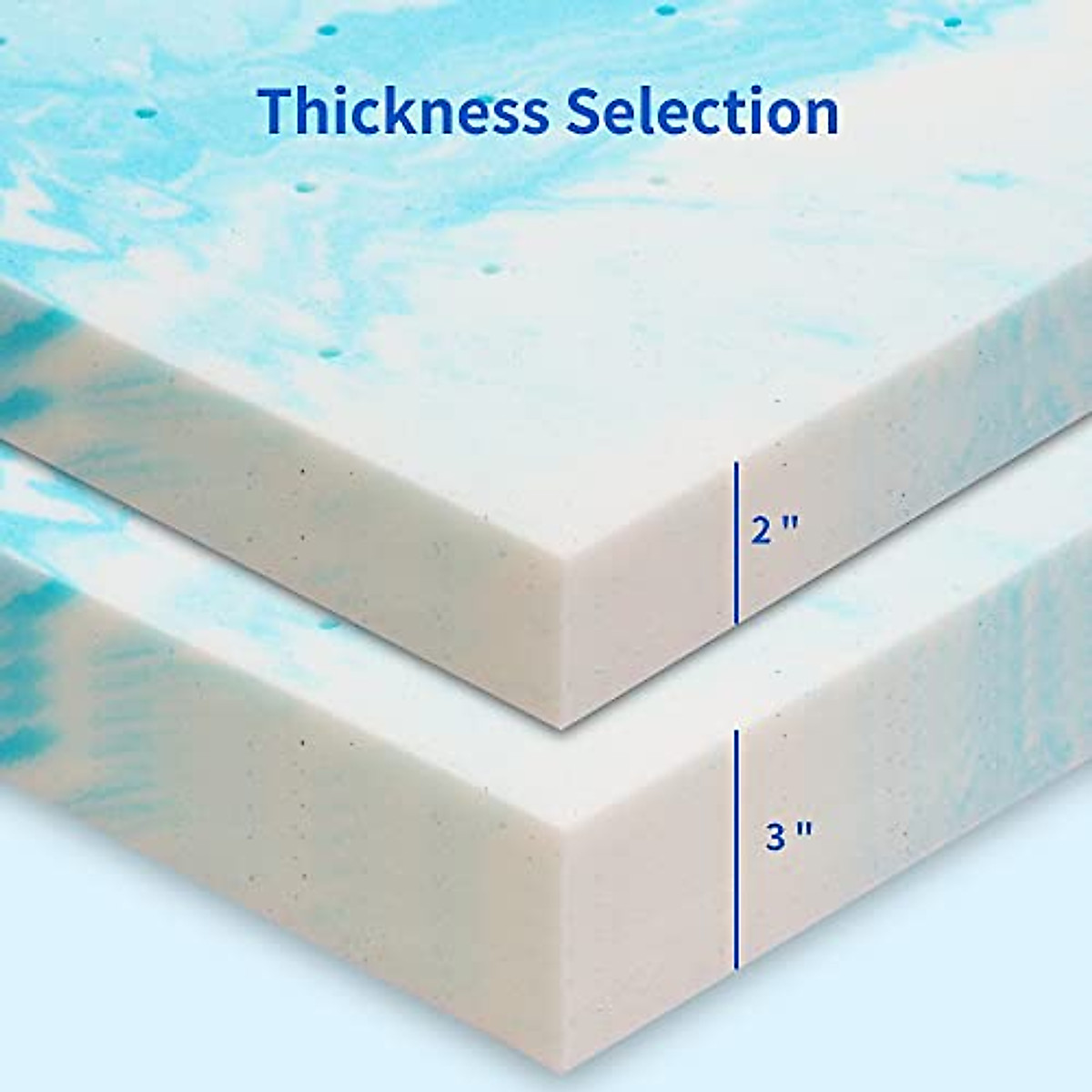 Vyfipt 4 Inch Cooling Gel Memory Foam Mattress Topper,Queen Size,Pressure Relief,Bed in A Box,CertiPUR-US Certified