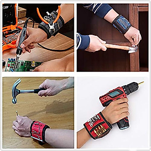 WARTOOL Magnetic Wristband Tool Belt with 5 Strong Magnets for Holding Screws, Nails, Bolts, Drill Bits, Perfect Gifts for Men/Women,Dad, Husband, Boyfriend, DIY Handyman, Woodworker Black
