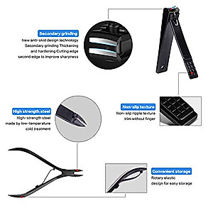 Manicure Pedicure Kit Nail Clippers Set 18 in 1 High Precision Stainless Steel Cutter File Sharp Scissors for Men & Women Fingernails & Toenails Vibrissac Scissors with Stylish Case (Yellow_18in1)