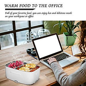Ablink Electric Lunch Box Food Heater, Heated Lunch Box for Adults, 3 in 1 Electric Heating Lunch Box with Removable Stainless Steel Food Container for Car Track Home 110V & 12V & 24V(Grey)