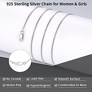 Jewlpire 925 Sterling Silver Chain for Women Girls 0.8mm Box Chain Lobster Claw Clasp - Italian Necklace Chain - Super Thin & Strong - Friendly Price & Quality 16 Inch