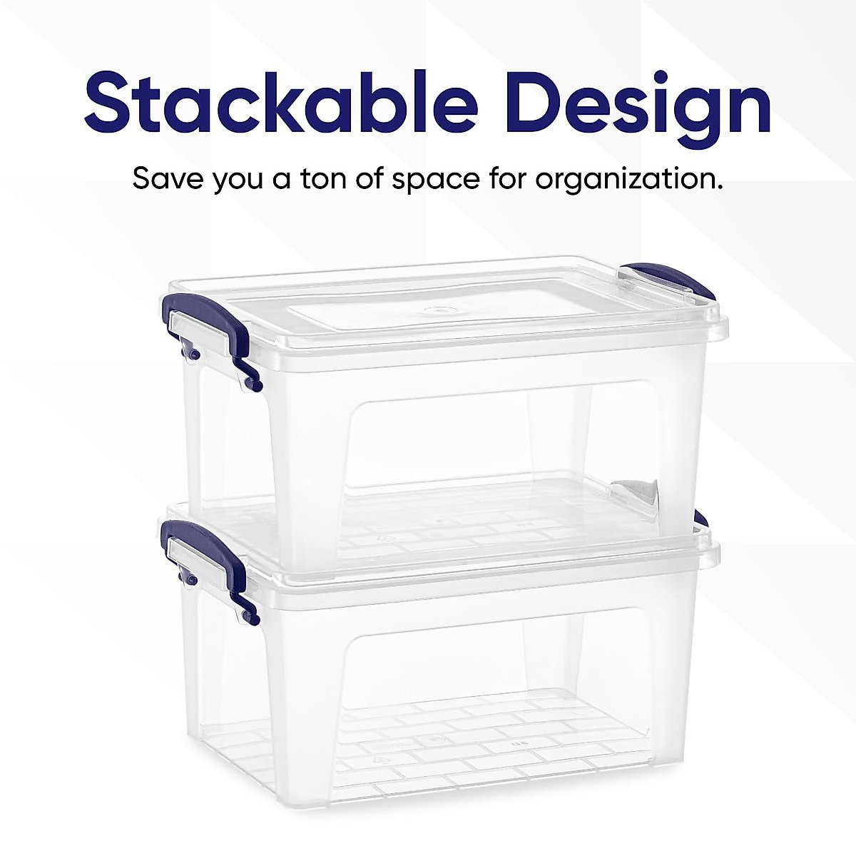 Superio Clear Storage Bins with Lids, Stackable Storage Box with Latches and Handles, Extra Small, 6 Pack 3 Quart