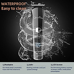 QBZDOUA Mens Hair Clipper Beard Trimmer Cordless Mens Grooming Kit Trimmer for Beard Head Face and Body Waterproof IPX7 LED Power Display