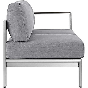Modway Shore Aluminum Outdoor Patio Right Arm Loveseat in Silver Gray