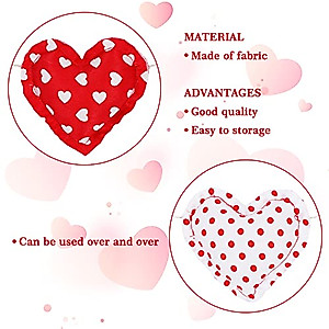 Whaline 3D Valentine's Day Heart Banner Soft Cute Heart Garland Pre-Assembled Red White Heart Fabric Banner Holiday Hanging Decoration for Valentine's Day Wedding Anniversary Party Supplies Home Decor