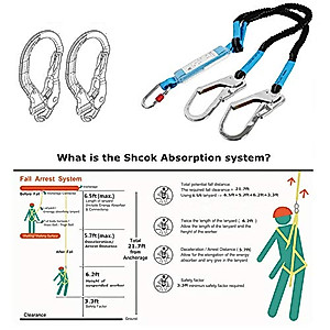 6ft Internal Shock Absorbing Safety Lanyard with Double Snap Hook Connectors, Fall Protection Equipment