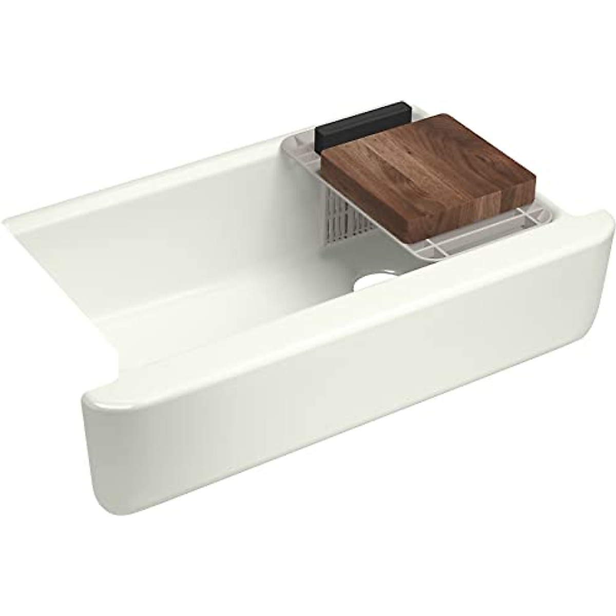Kohler K-28874-0 Kohler K-28874 Tempered 35-5/8" x 21-5/16" x 9" Undermount Single-Bowl Farmhouse Workstation Kitchen Sink with Tall Apron