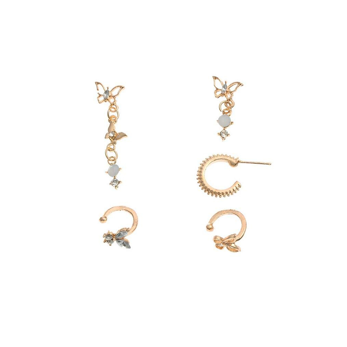 Cathercing Butterfly Earrings Set for Women Girls Butterfly Ear Cuff Earrings Huggie Small Dangle Hoops Hypoallergenic Earrings Lightweight Earrings Modern Jewelry Daily for Gift