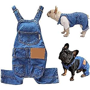 GUAGLL Pet Dog Clothing Washed Denim Comfort Stretch Jeans