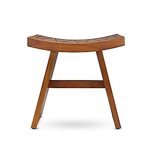 TeakCraft Teak Shower Bench Stool for Bath & Spa (Fully Assembled), 18 inch, Shower Stool, The Tori