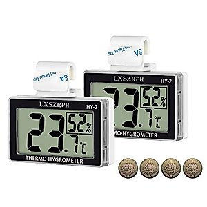 LXSZRPH Reptile Thermometer Hygrometer HD LCD Reptile Tank Digital Thermometer with Hook Temperature Humidity Meter Gauge for Reptile Tanks, Terrariums, Vivarium (2packs)