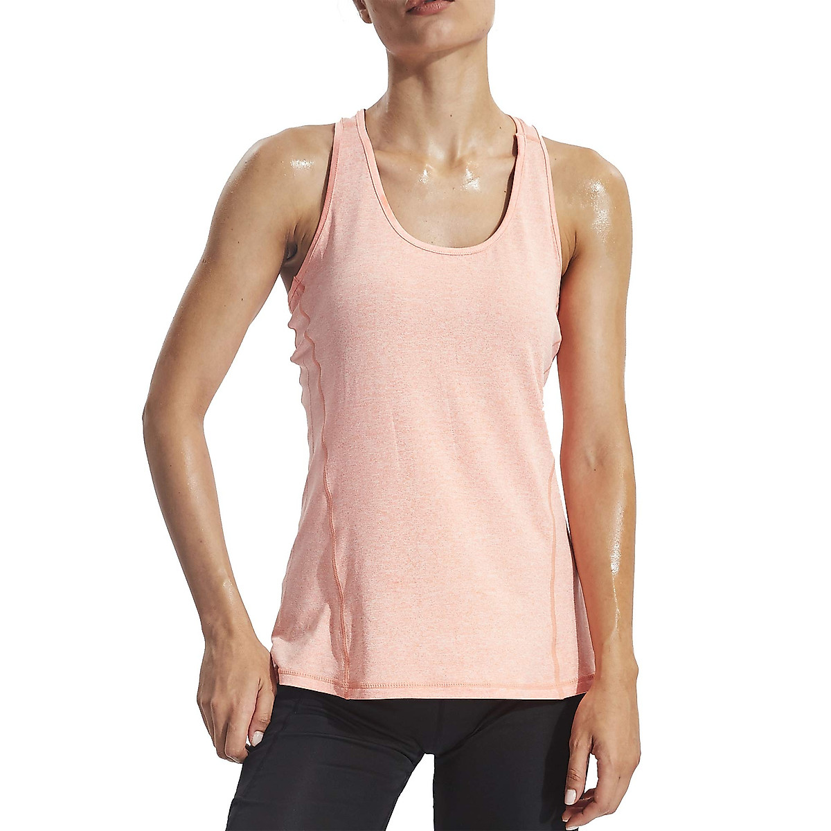 NELEUS Workout Running Racerback Long Tank Top for Women,8006,3 Pack,Pink,Purple,Light Green,L,EU XL