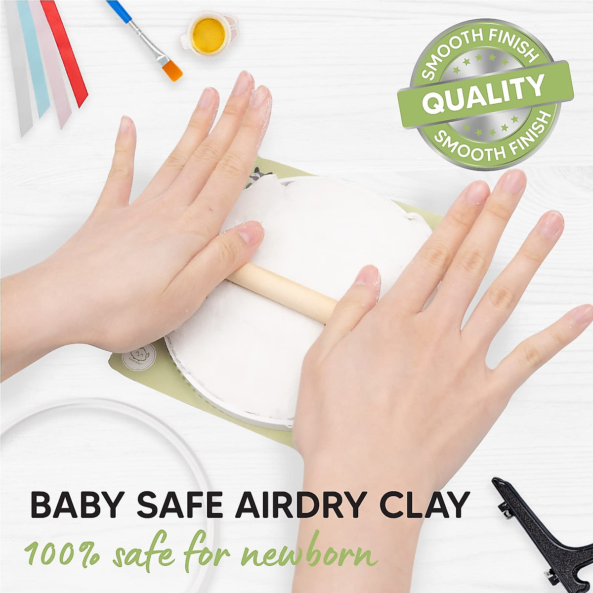 KeaBabies Inkless Baby Hand And Footprint Kit Frame and Baby Hand and Footprint Kit - Personalized Baby Picture Frame for Newborn - Personalized Baby Foot Printing Kit for Newborn