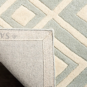 SAFAVIEH Chatham Collection 8' x 10' Grey/Ivory CHT742E Handmade Mid-Century Geometric Premium Wool Area Rug