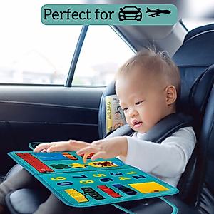 SousBear Toddler Busy Board 1+ Year Old, Sensory Board for Toddlers 2 3 4, Engaging Activity Board Gifts for Girls & Boys, Fun & Educational Montessori Busy Board, Travel, Car, Airplane,