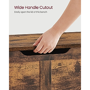 VASAGLE Storage Chest, Storage Trunk with 2 Safety Hinges, Storage Bench, Shoe Bench, Farmhouse Style, 15.7 x 31.5 x 18.1 Inches, for Entryway, Bedroom, Living Room, Rustic Brown ULSB062T01