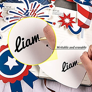 Whaline 48Pcs 4th of July Cut-Outs Patriotic American Flag Cut Outs with 100pcs Glue Points Cartoon Stars Stripes Heart Firework Paper Cut-Outs for Independence Day Classroom Bulletin Board Decor