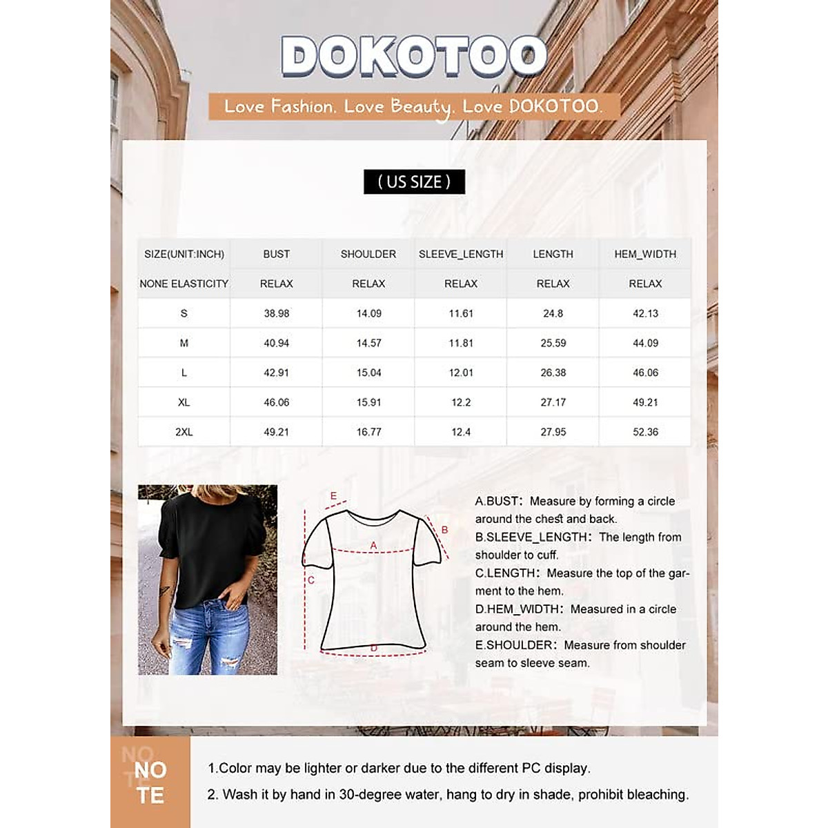 Dokotoo Womens Elegant Puff Short Sleeve Crewneck Chiffon Summer Tops, Casual Loose Office Work Shirts - Black Medium