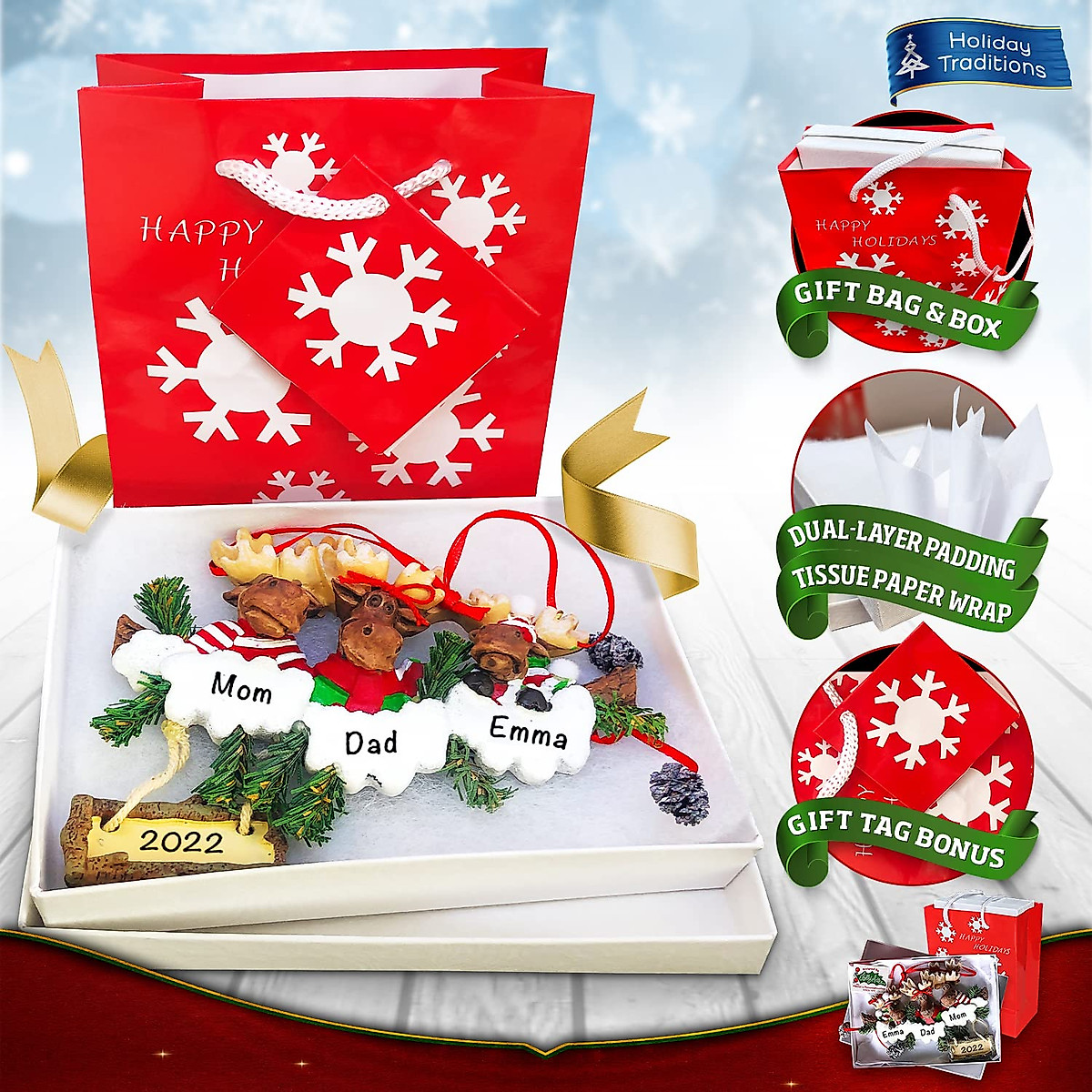 Fun Kids Personalized Christmas Ornaments 2023 - Fast & Free 24h Customization – Flying Airplane Pilot Christmas Decorations with Name - Comes Gift-Wrapped