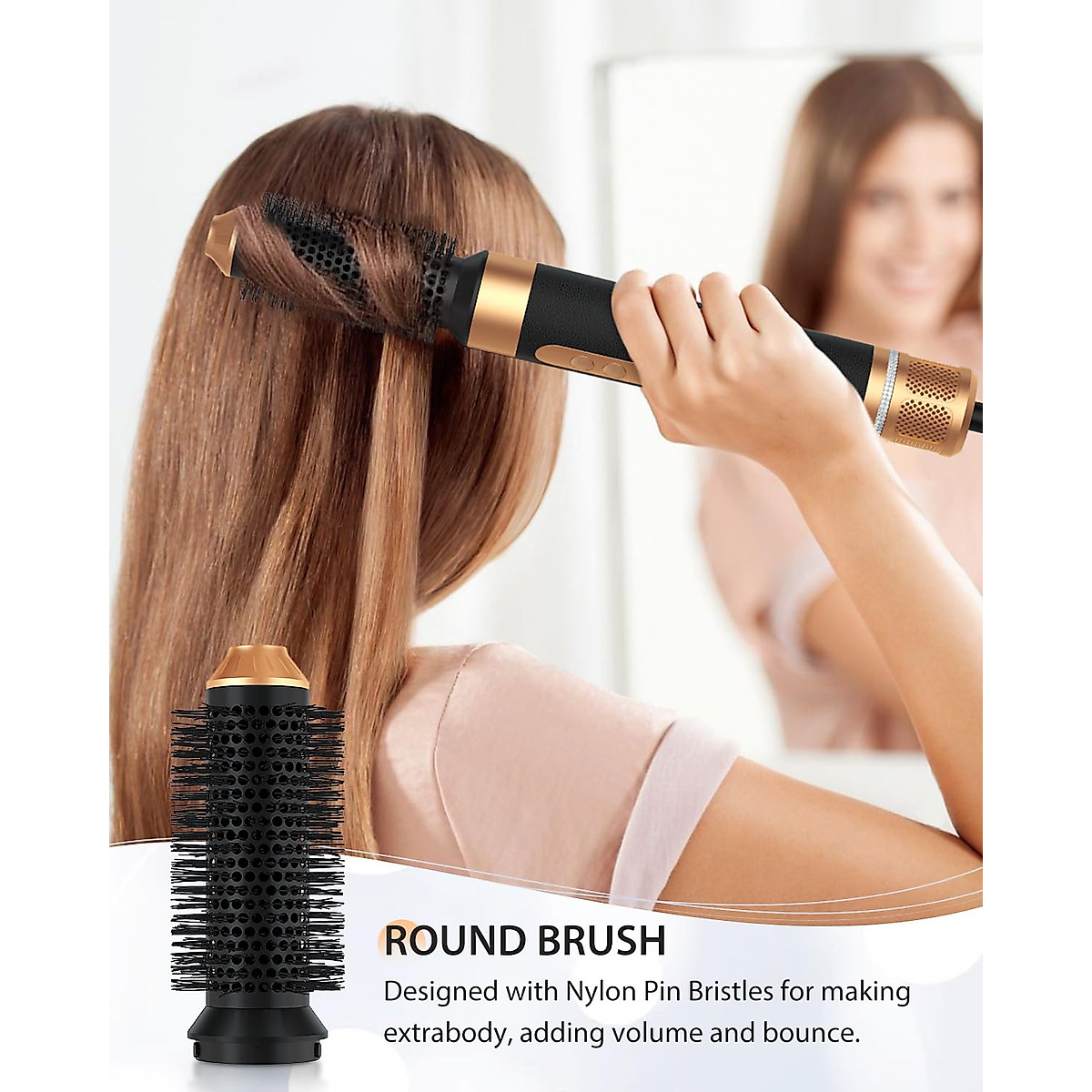 Hair Dryer Brush, PRITECH Blow Dryer Brush Set with Diffuser, 7 in 1 Hair Styling Tools 110000 RPM High Speed Volumizer Drying, Ionic Hairdryer Curler Straightener,Curling Wand