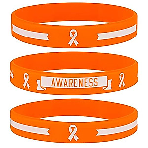 Sainstone Orange Awareness Ribbon Silicone Bracelets with Motivational Saying - FAITH, HOPE, LOVE, KEEP FAITH, BE STRONG - Cancer & Cause Wristbands Gifts for Men Women, Patients, Family (Unisex)