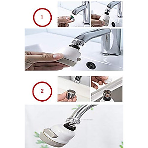360° Rotatable Faucet Sprayer, 2pcs ABS Kitchen Saving Tap Head Movable Kitchen Sink Faucet Water Spray Three Gear Adjustable