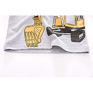 Popshion Boys Excavator Pajamas Summer Short Sets Toddler Pjs Cotton Jammies Truck Pj Clothes Kids Sleepwear 5t