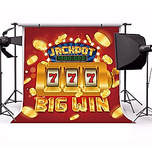 Yeele 8x8ft Slot Machine Jackpot 777 Backdrop Casino Gambling Chips Big Win Background for Photography Las Vegas Winner Banner Gambler Adult Photo Portrait Shoot Vinyl Studio Props