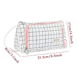 iSuperb Portable Pencil Case Large Capacity Cotton Linen Stationery Organizer Storage Zipper Compartments Pen Bag Pouch Makeup Bag