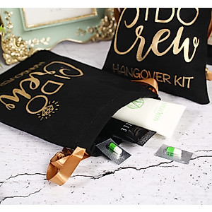 Cytdkve Gold Foil Bachelorette Party Favor Bag Hangover Kit Bag, Wedding Bridal Party Favor Bags for Bridesmaid Gifts Engagement Gifts (10 Pieces, Black, 5 x 7 Inch)