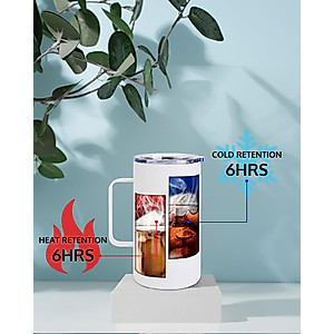 OFFNOVA 20oz Sublimation Tumblers with Handle, 4 Pack Sublimation Coffee Mugs with Lid, Stainless Steel Coffee Tumbler Travel Mug for Cold Hot Drinks