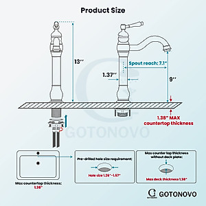 gotonovo Brushed Nickel Bathroom Vessel Sink Faucet with Pop Up Drain Single Lever Handle 1 Hole Bowl Sink Mixer Tap Tall Spout Lavatory Vanity