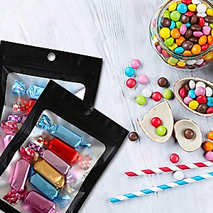 KESOTO 100 Pack 4x6 Inches Thicken Black Packaging Bags with Clear Front Window for Lip Gloss, Food Storage