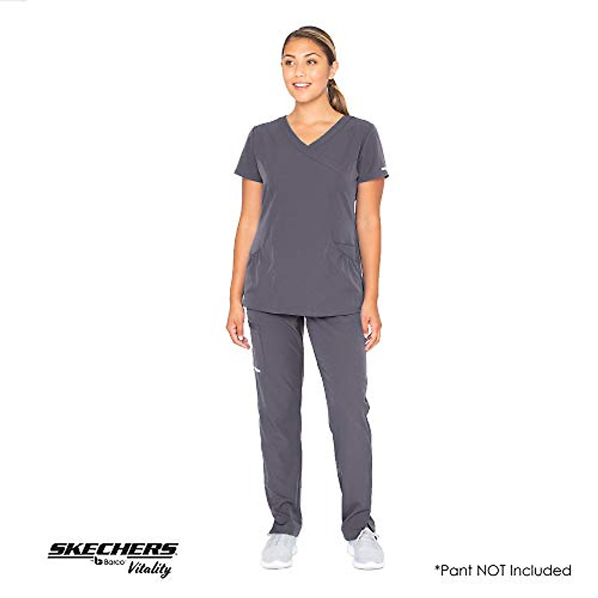 BARCO Skechers Vitality Women’s Charge V-Neck Scrub Top – Pewter, L