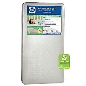Sealy Posture Perfect 2-Stage Waterproof Baby Crib and Toddler Mattress - Hybrid Memory Foam & 150 Premium Coils - Made in USA, 52"x28"
